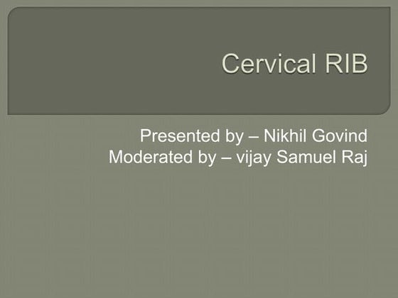 Cervical Rib | PPTX | Death, Injury, or Military Conflict | Sensitive Topics