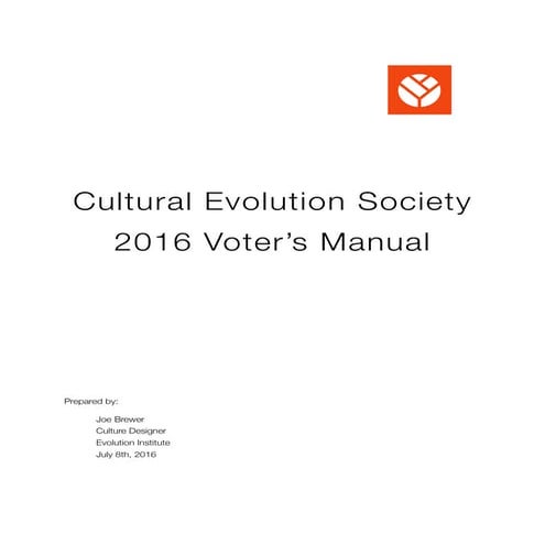 Cultural Evolution Society 2016 Voter's Manual | PDF