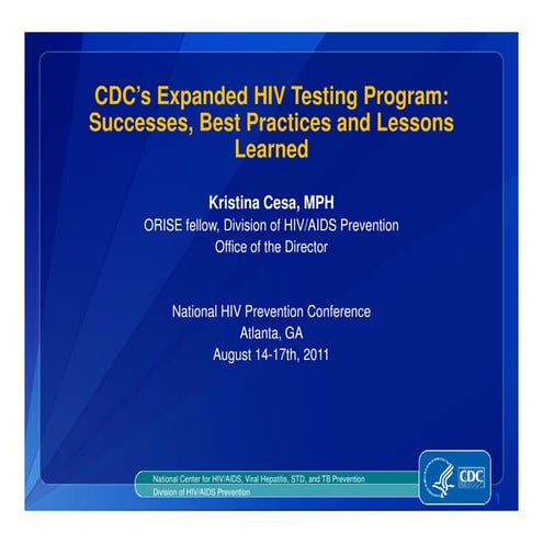 CDC’s Expanded HIV Testing Program: Successes, Best Practices and ...