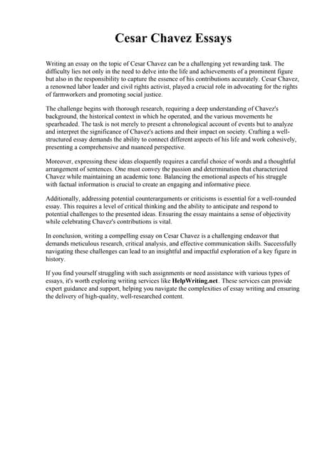 Cesar Chavez Essay. Alexandria Technical & Community College | PDF