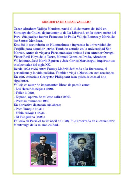 Biografía de cesar vallejo | PDF