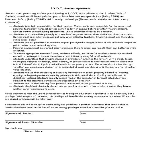 CES BYOT Agreement | DOCX