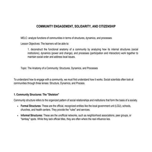 Community Engagement, Solidarity and Citizenship | PDF