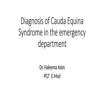 diagnosis of cauda equina syndrome in ER | PPTX
