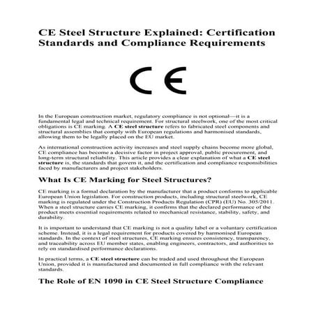 CE Steel Structure Explained: Certification Standards and Compliance ...