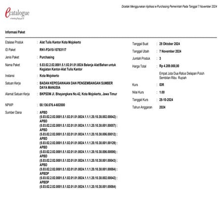 cetak pesanan ekatalog pengadaan barang dan jasa | PDF
