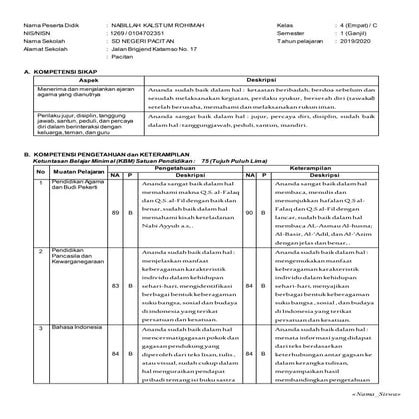 Cetak raport single kkm kelas atas smt 1 | PDF