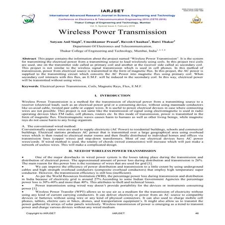 PROJECT REPORT ON WIRELESS POWER TRANSMISSION | PDF