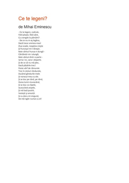 Ce te legeni codrule | DOC