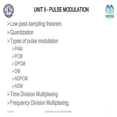 Communication Engineering Notes Uniit Ii Ppt 