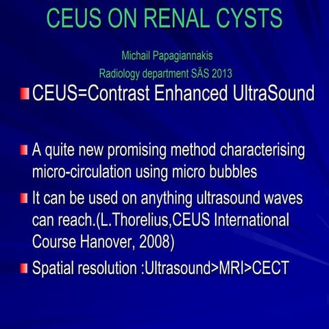 Ceus bosniak classification of renal cysts | PDF