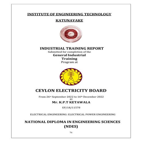 Ceylon Electricity Board - CEB INDUSTRIAL TRAINING REPORT.pdf