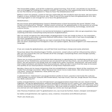 Speech "How To Face the Globalization Era" | DOCX