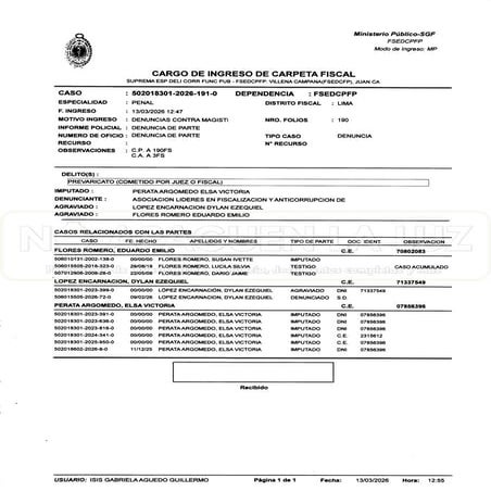 [NALL] Cf. n.° 502018301-2026-191-0; 13 MAR. 2026. Denuncia penal ALFA ...