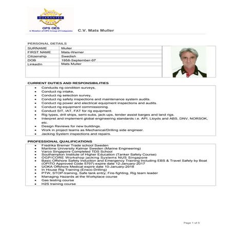 Muller Mats Werner - CV May, 2016 | PDF