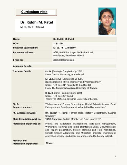 Curriculum Vitae_Meenakshi | DOCX | Gardening | Home & Garden