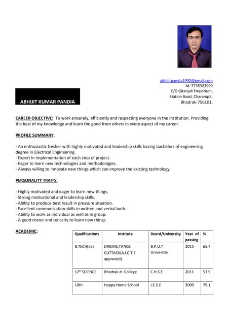 PLC BASED RESUME | DOCX