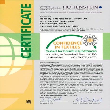 Oeko Tex Certificate | PDF