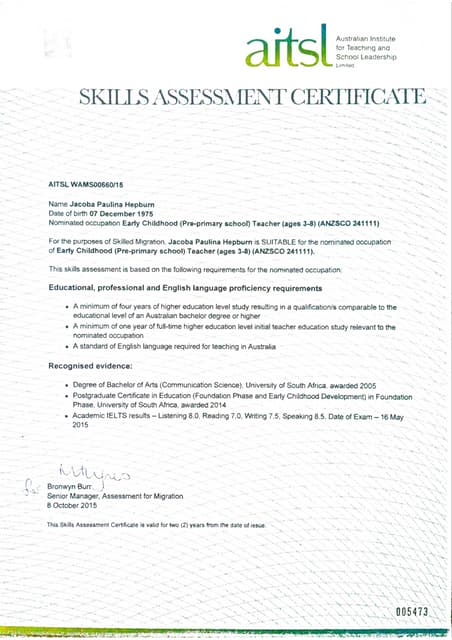 SACE Certificate | PDF