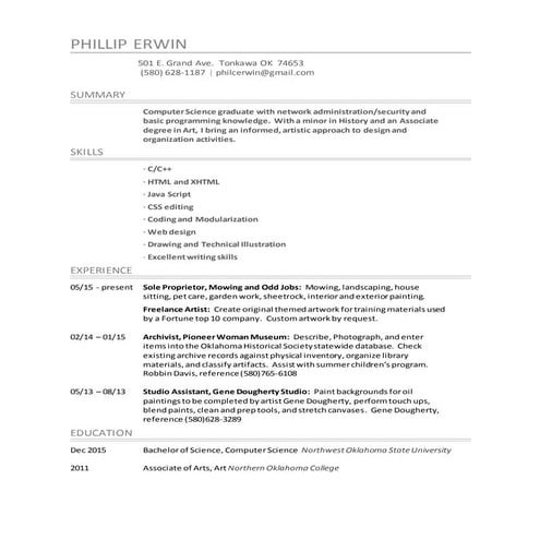 Phillip Erwin Resume | DOCX
