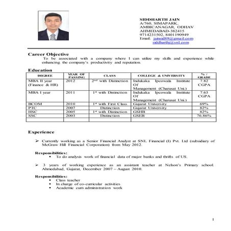 CV of Siddharth Jain | DOCX