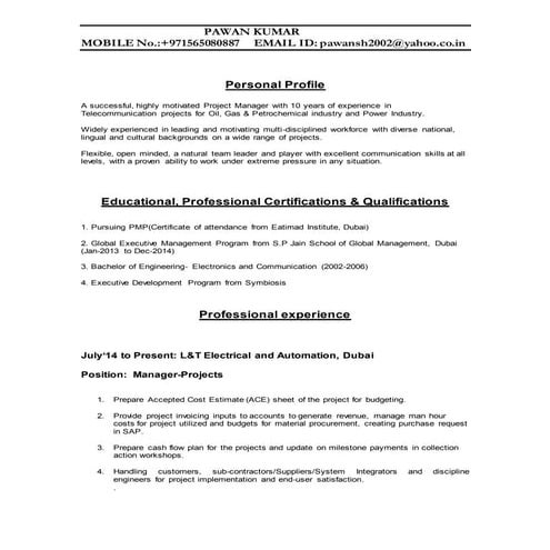 CV_Pawan_Kumar | DOCX | Civil Engineering Industry | Industries