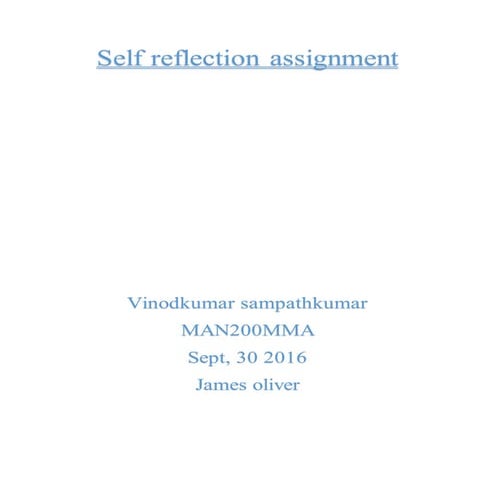 Self Reflection Assignment Pdf