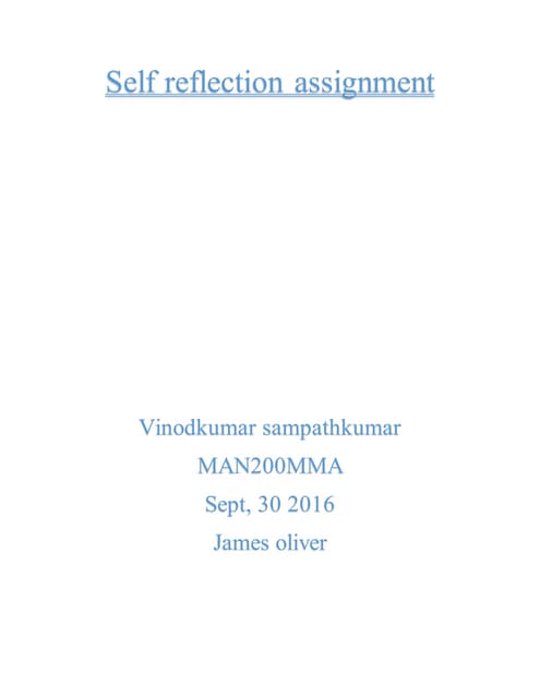 Self Reflection Assignment Pdf