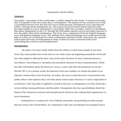 Immigration and the Media (complete) | PDF