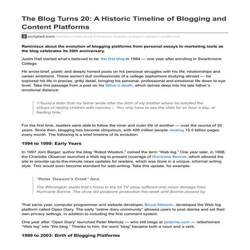 The history of blogs | PPT