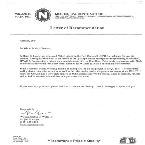 Nash Letter of Recommendation | PDF