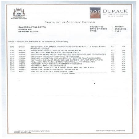 Cert III In Resource Processing | PDF