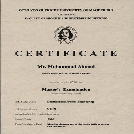 M.Sc Certificate | PDF