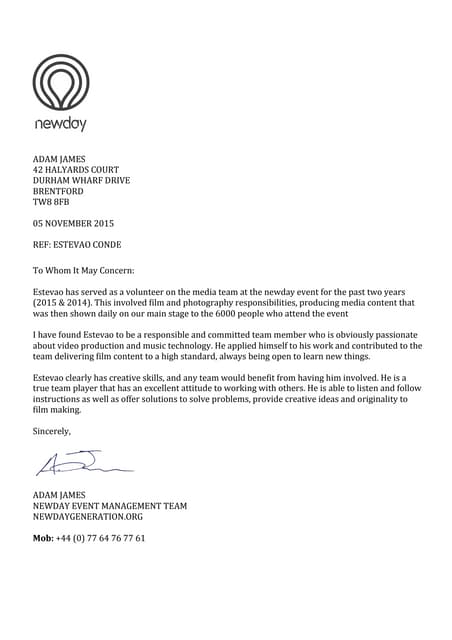 letter of recomendation, Nick Bratta, JNR | PDF