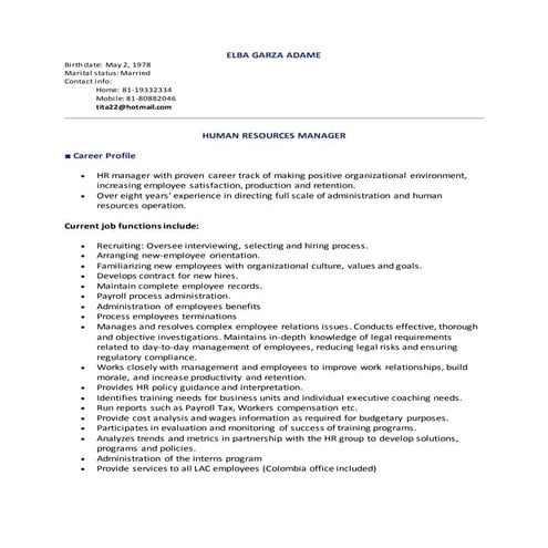 Elba Garza resume | PDF