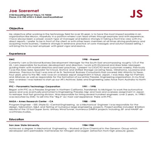 Joe Szeremet Resume | DOCX