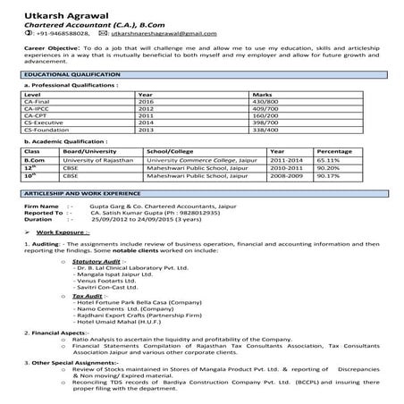 RESUME CA UTKARSH AGRAWAL | PDF