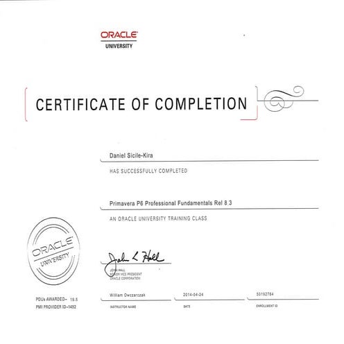 Oracle P6 Certificate Ppt