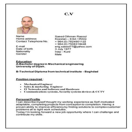 Cv. eng.saeed O. Rasool | PDF