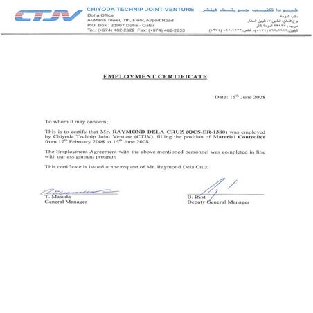 ctjv certificate | PDF