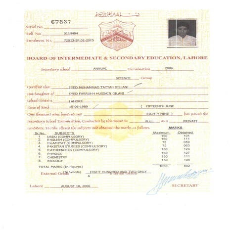 Tayyab(Certificate) | PDF
