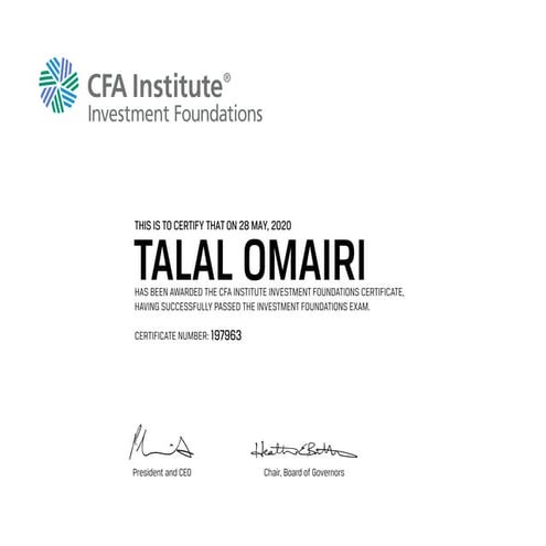 Cfa certificate | PDF