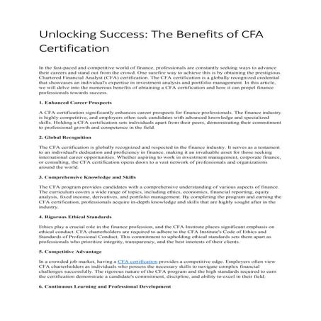 CFA Certification | PDF