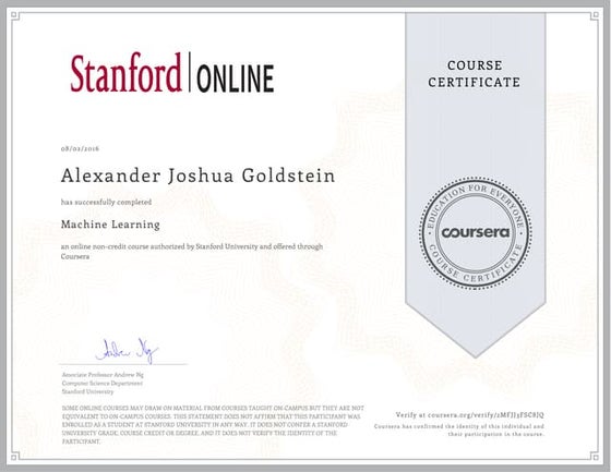 Machine Learning Certificate | PPT