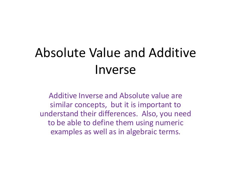 Additive Inverse And Absolute Value