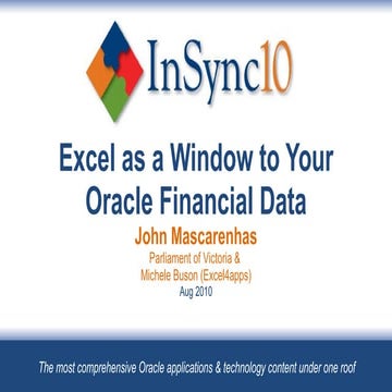 Excel as a Window to Your Oracle Financial Data | PPT