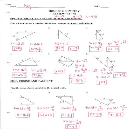 Honors Geometry Answers | PDF