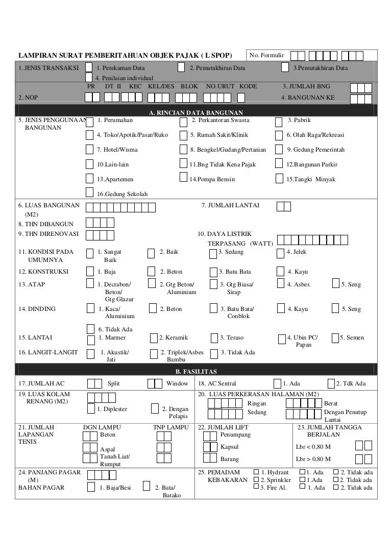 Lampiran Surat Pemberitahuan Objek Pajak LSPOP