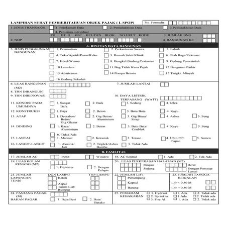 Lampiran Surat Pemberitahuan Objek Pajak LSPOP | PDF