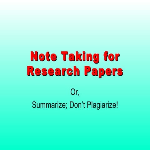 Paraphrasing/Note Taking for Research | PPT | Homework and Study ...